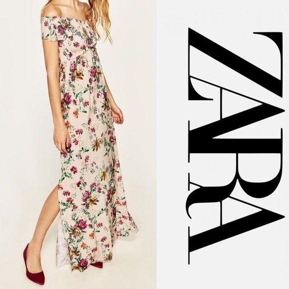 Zara | Dresses | Zara Feminine Pink Floral Maxi Dress | Poshmark